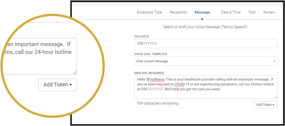 COVID-19 Broadcast Messaging for Health Systems